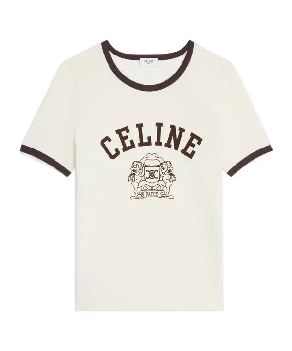 Celine Blason 70's Cotton Jersey T-shirt - Cream/cocoa