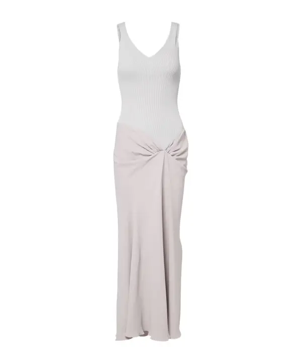 Victoria Beckham Knitted Crepe Maxi Dress - Grey
