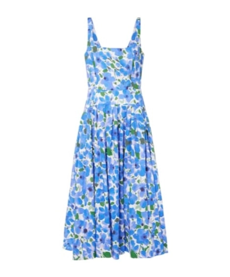 Carolina Herrera Floral Cotton-blend Midi Dress - Blue