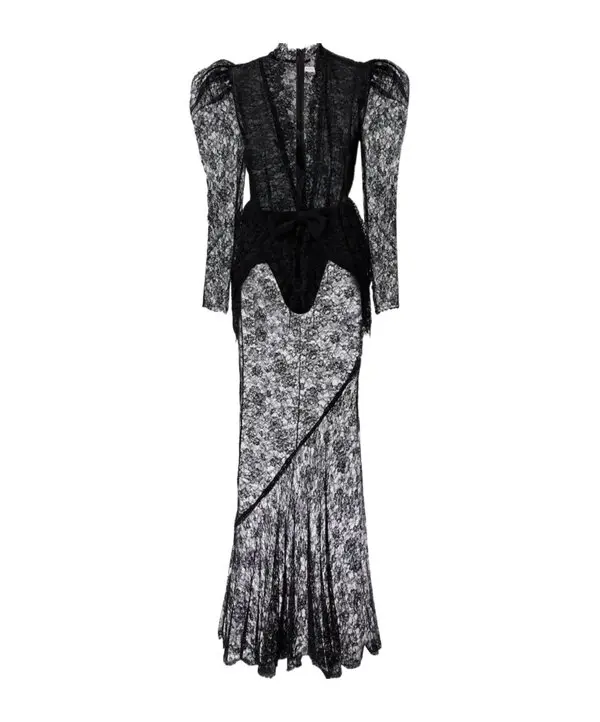 Alessandra Rich Lace Gown - Black