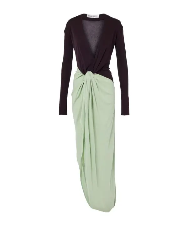Victoria Beckham Long Sleeve Knotted Maxi Dress - Black