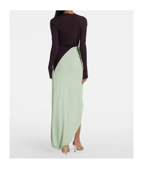 Victoria Beckham Long Sleeve Knotted Maxi Dress - Black