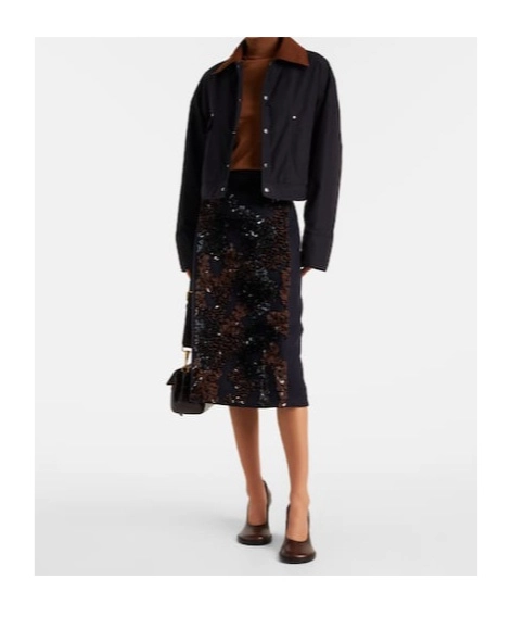 Plan C Sequined Wool-blend Midi Skirt