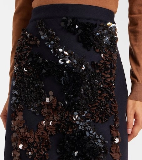 Plan C Sequined Wool-blend Midi Skirt