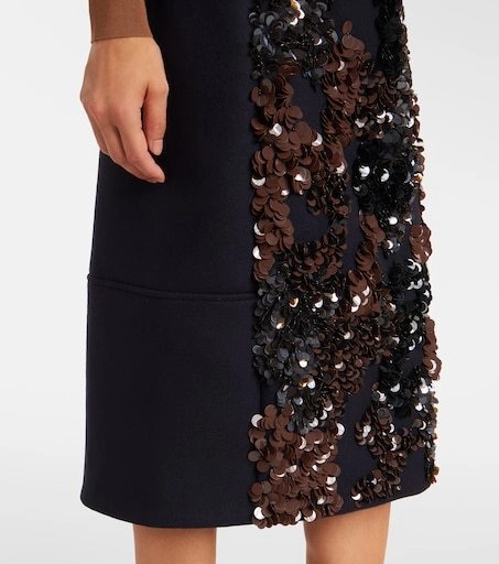Plan C Sequined Wool-blend Midi Skirt