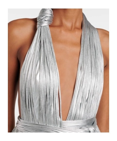 AREA Fringed Metallic-effect Jersey Gown