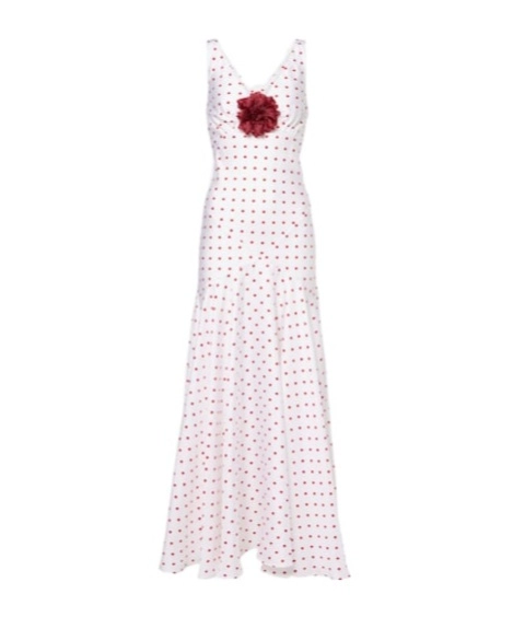 RODARTE Polka-dot Floral-appliqué Silk Twill Gown - White