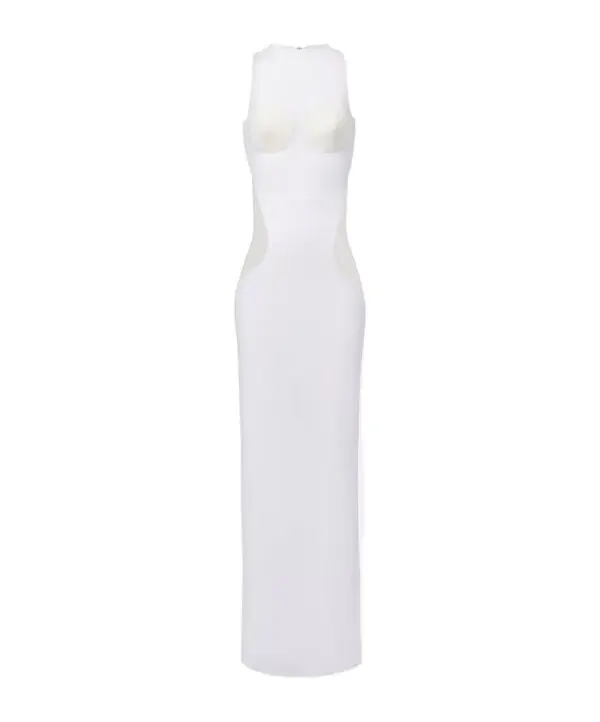 JEAN PAUL GAULTIER Paneled Semi-sheer Tulle Maxi Dress - White