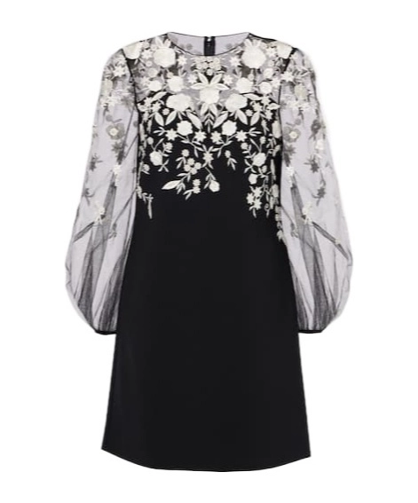 Carolina Herrera Embroidered Puff-sleeve Minidress