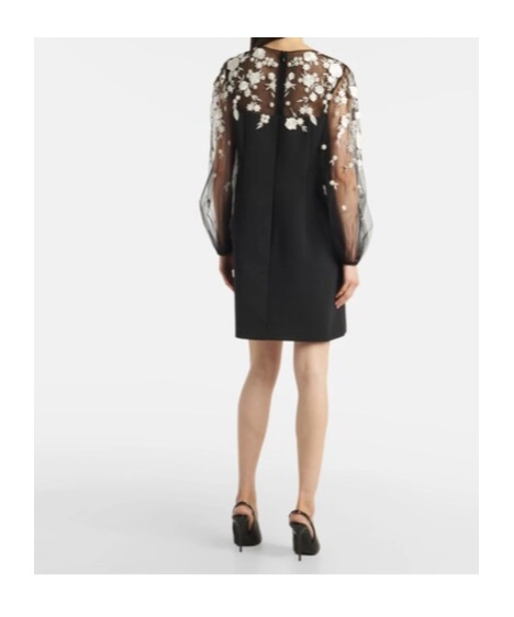 Carolina Herrera Embroidered Puff-sleeve Minidress