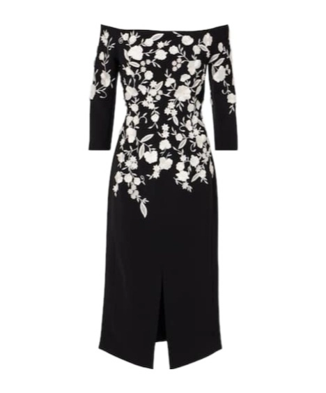 Carolina Herrera Embroidered Off-shoulder Midi Dress