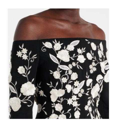 Carolina Herrera Embroidered Off-shoulder Midi Dress