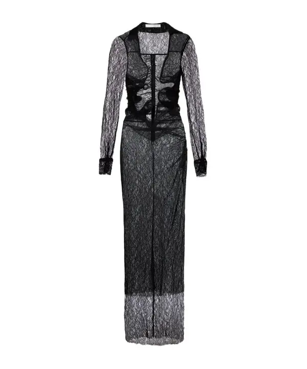 Christopher Esber Venus Sheer Lace Gown - Black