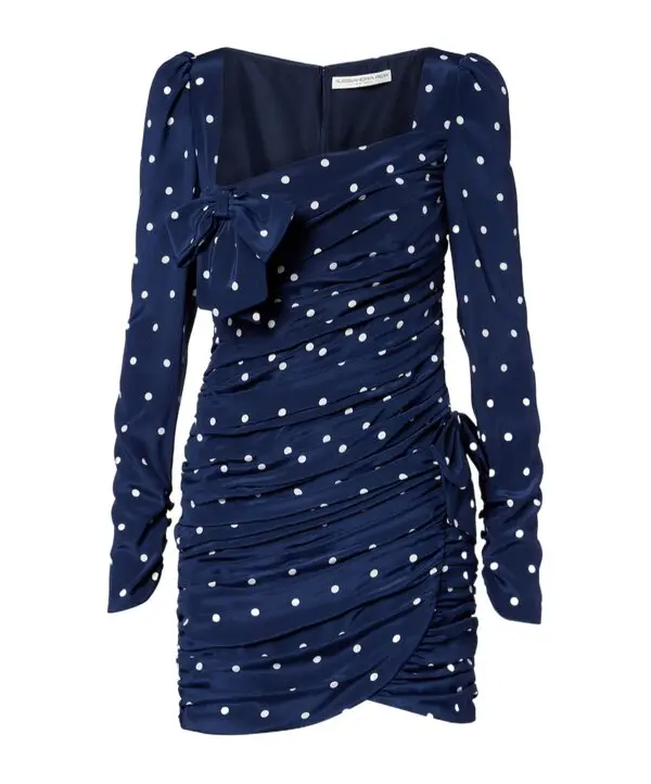 Alessandra Rich Bow-detail Polka-dot Draped Minidress