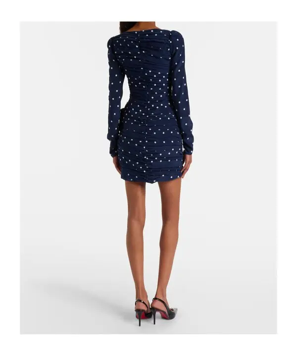 Alessandra Rich Bow-detail Polka-dot Draped Minidress