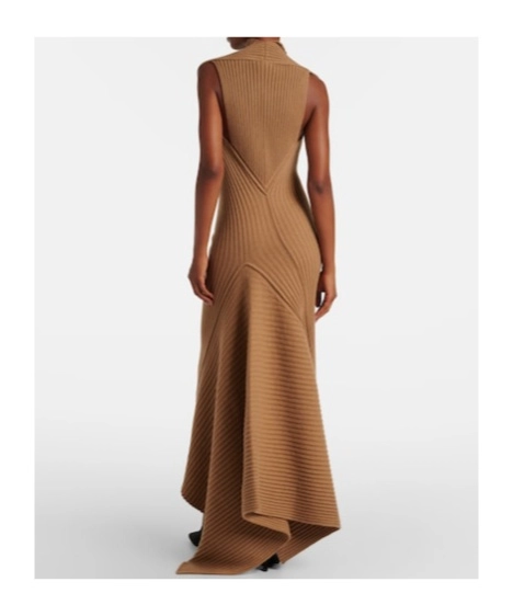 Victoria Beckham Draped Ribbed-knit Wool-blend Midi Dress