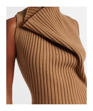 Victoria Beckham Draped Ribbed-knit Wool-blend Midi Dress
