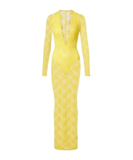 Alex Perry Sheer Lace Gown - Yellow