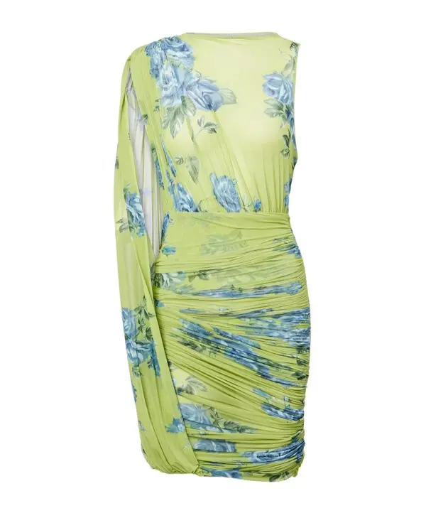 Magda Butrym Draped Floral Semi-sheer Minidress