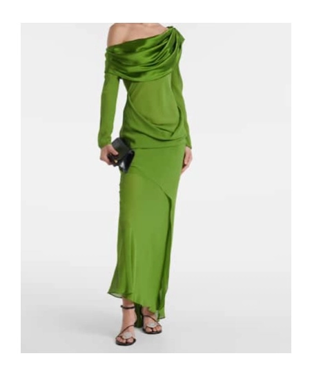 Christopher Esber Draped Sheer Silk Georgette Gown