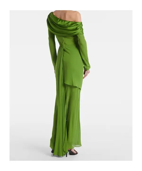 Christopher Esber Draped Sheer Silk Georgette Gown
