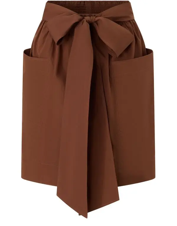 Chloé Midi Skirt With Tie Detail - Brown