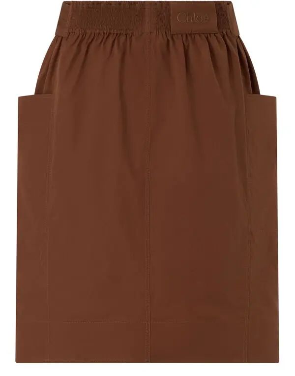Chloé Midi Skirt With Tie Detail - Brown