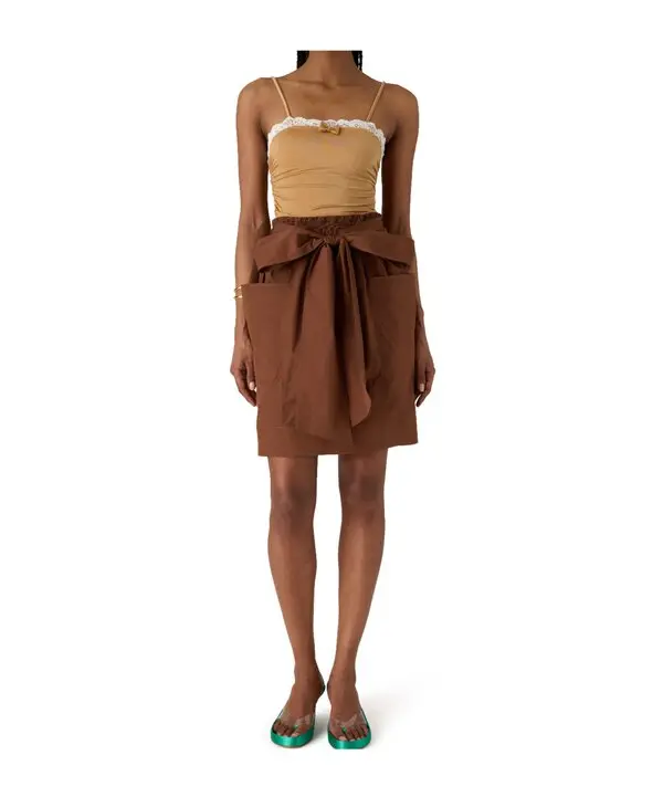 Chloé Midi Skirt With Tie Detail - Brown
