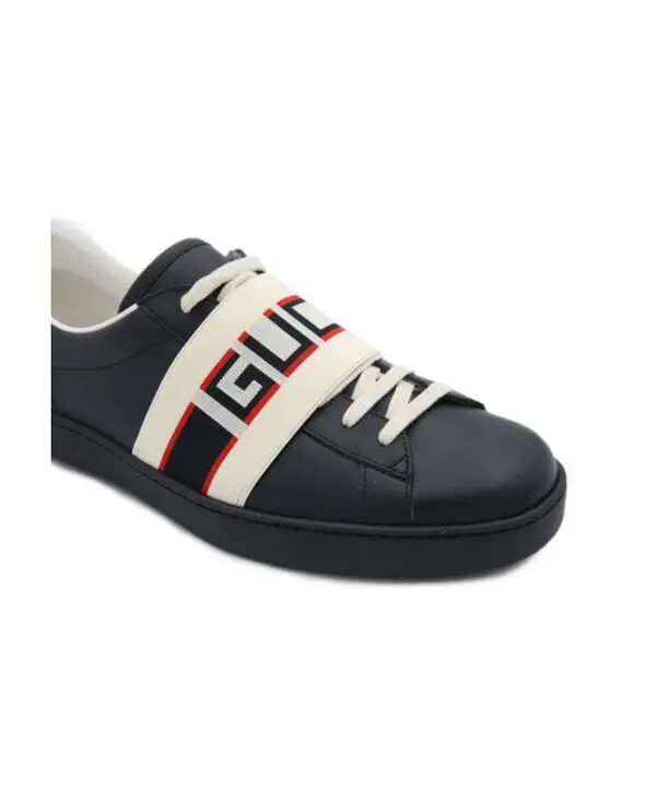 Gucci Red And Cream Logo Stripe Leather Sneaker