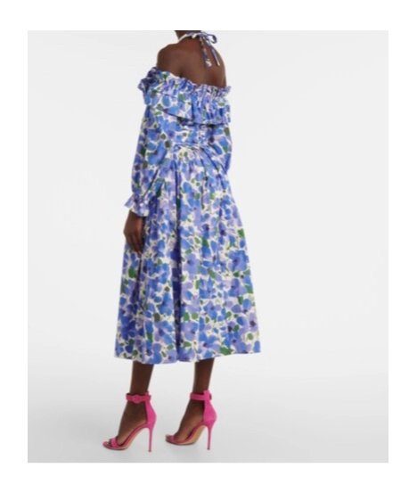 Carolina Herrera Floral Cotton-blend Midi Skirt
