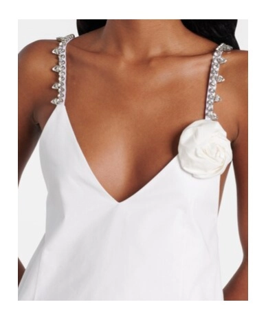 AREA Embellished Floral-appliqué Minidress