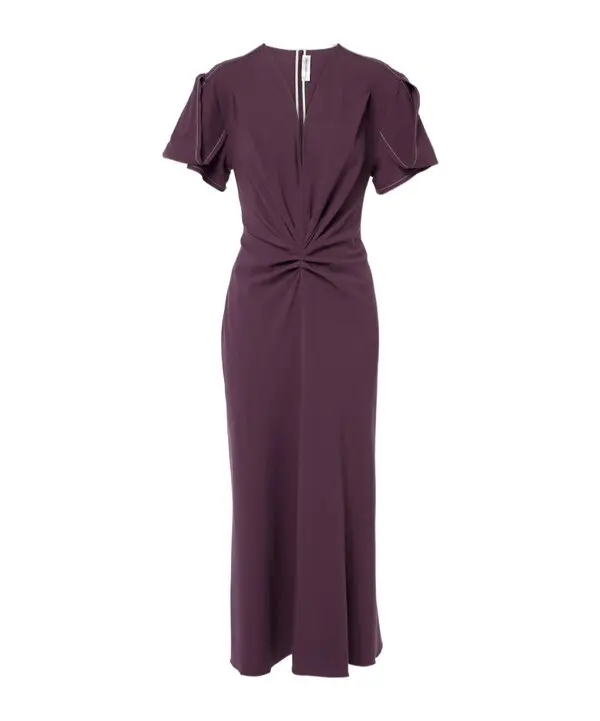 Victoria Beckham Gathered Wool-blend Midi Dress