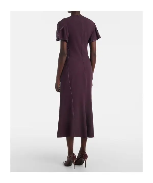 Victoria Beckham Gathered Wool-blend Midi Dress