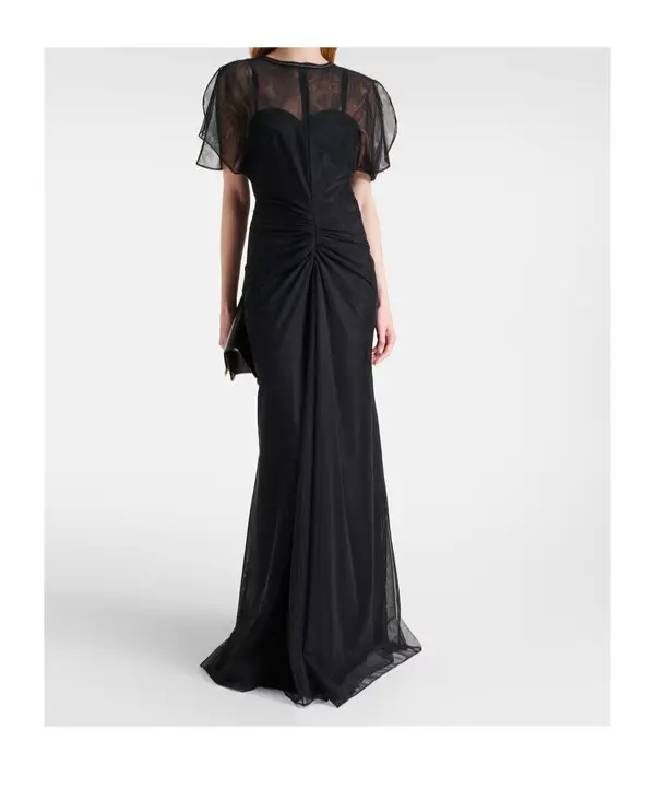 Victoria Beckham Bella Gathered Open Back Organza Gown