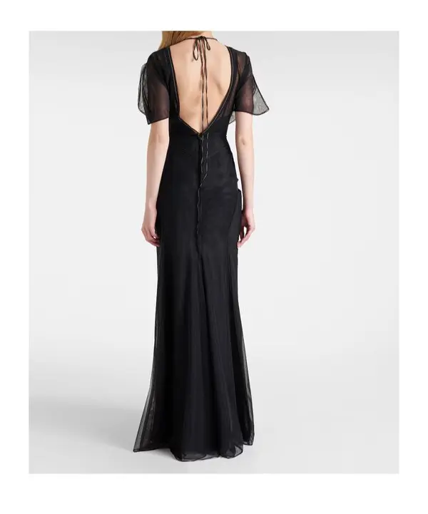 Victoria Beckham Bella Gathered Open Back Organza Gown