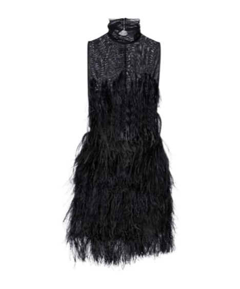 Attico Feather-trimmed Embroidered Minidress - Black