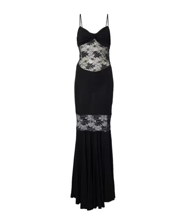 Nina Ricci Paneled Lace Gown - Black