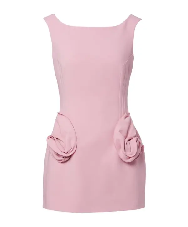 Magda Butrym Floral-appliqué Wool-blend Minidress - Pink