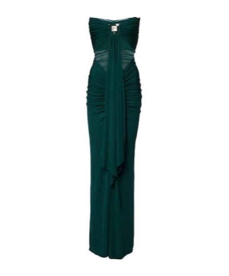 Christopher Esber Bezel Quartz Cutout Strapless Jersey Gown - Green
