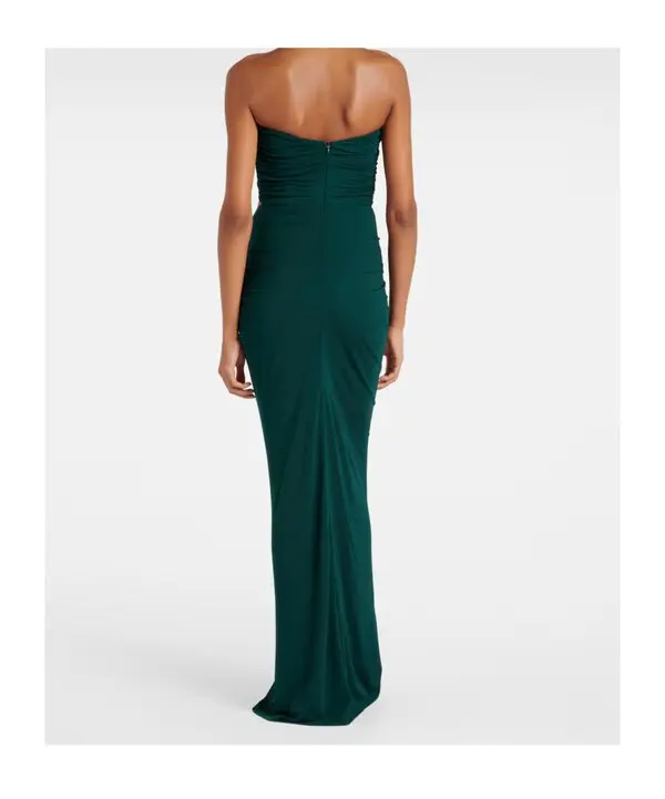 Christopher Esber Bezel Quartz Cutout Strapless Jersey Gown