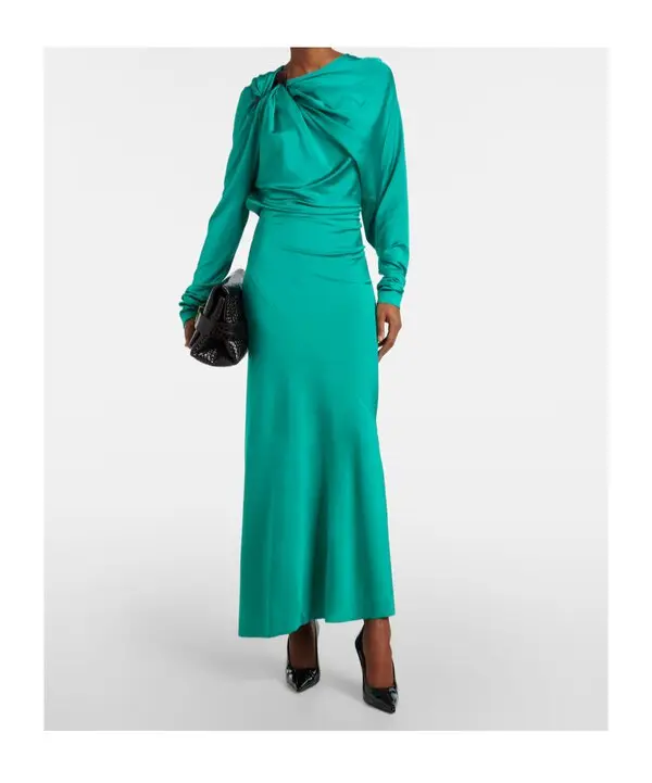 Victoria Beckham Draped Asymmetric Satin Midi Dress