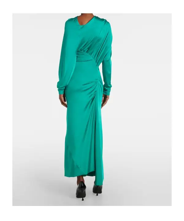 Victoria Beckham Draped Asymmetric Satin Midi Dress