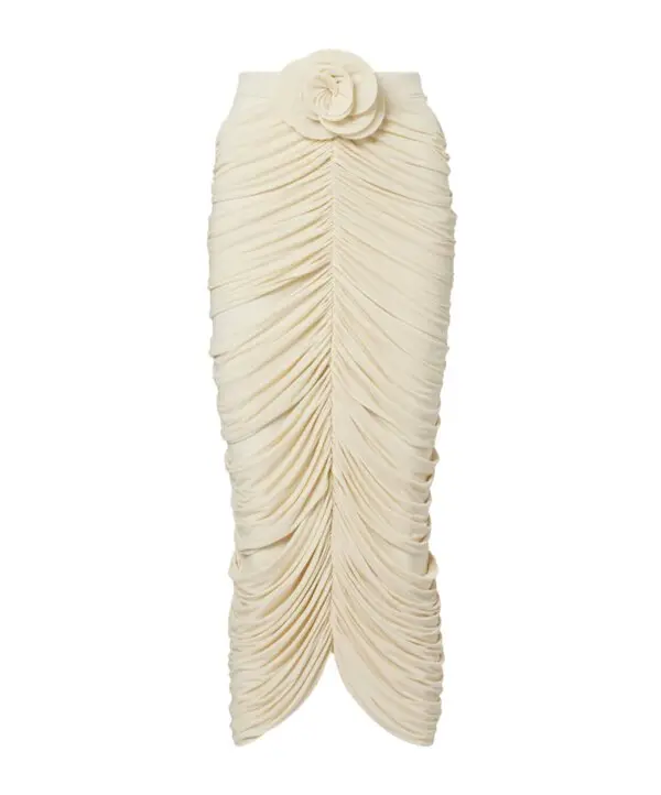 Magda Butrym Floral-appliqué Ruched Midi Skirt