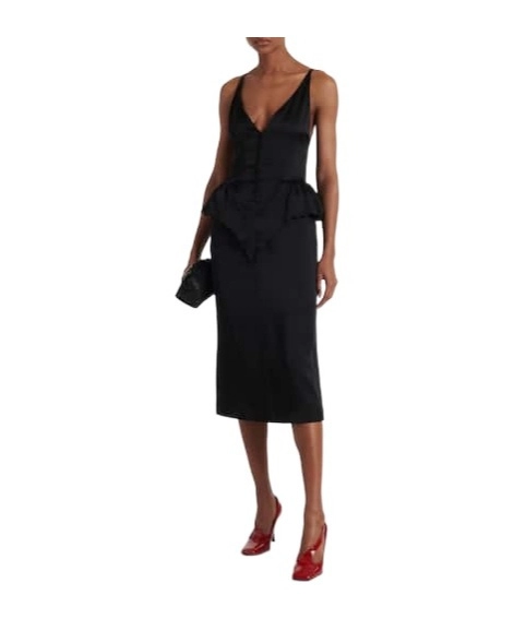 Stella McCartney Open-back Peplum Satin Midi Dress