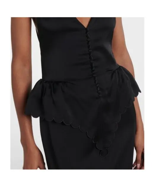 Stella McCartney Open-back Peplum Satin Midi Dress