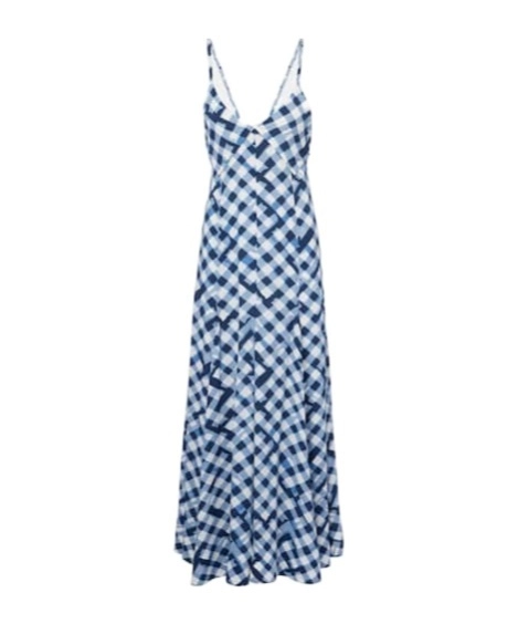 Proenza Schouler Checked Crepe De Chine Maxi Dress - Blue