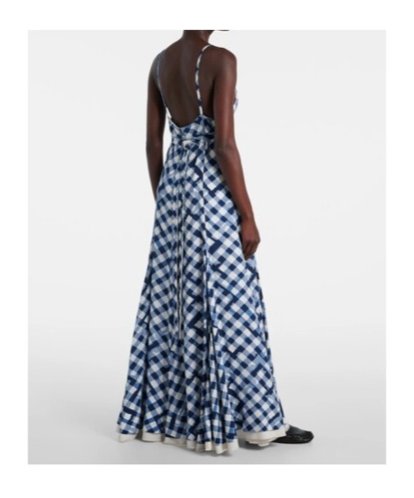 Proenza Schouler Checked Crepe De Chine Maxi Dress - Blue
