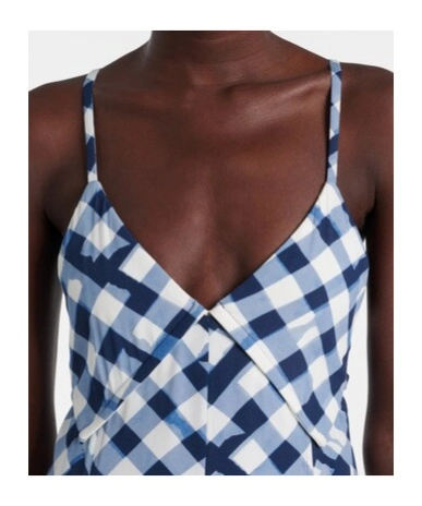 Proenza Schouler Checked Crepe De Chine Maxi Dress - Blue