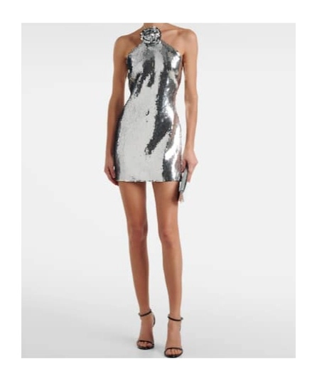 Magda Butrym Sequined Floral-appliqué Minidress
