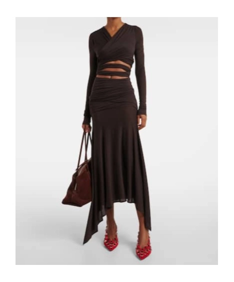 Attico Sheer Embroidered Tulle Midi Dress